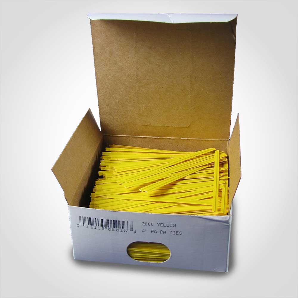 Yellow Twist Ties with Internal Wire - 2000 per case