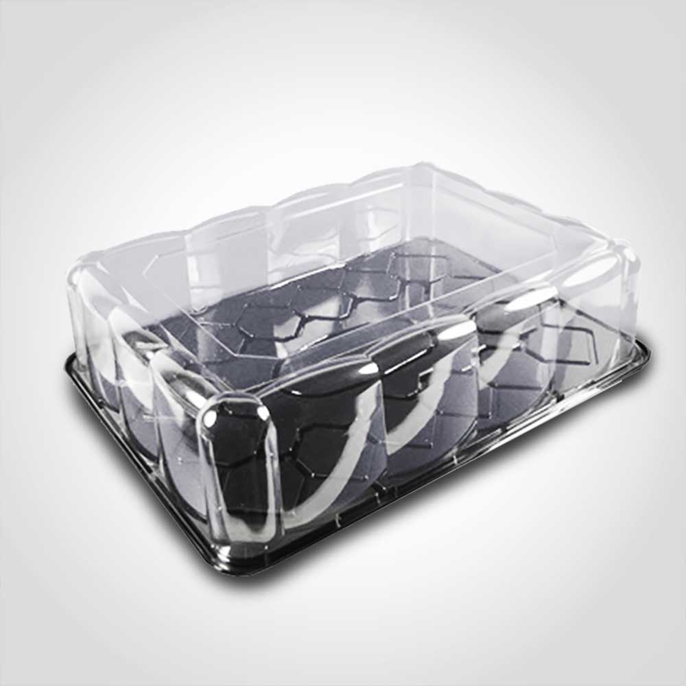 Half Sheet Cake Container Black Base with Dome Lid - 25/case