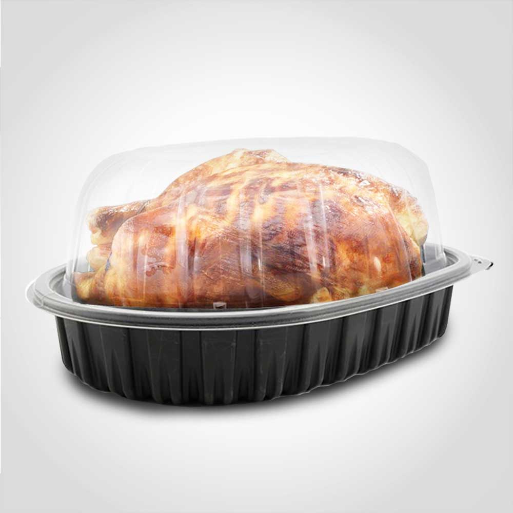 Chicken Roaster with Clear Dome Lid Microwavable - 110/cases