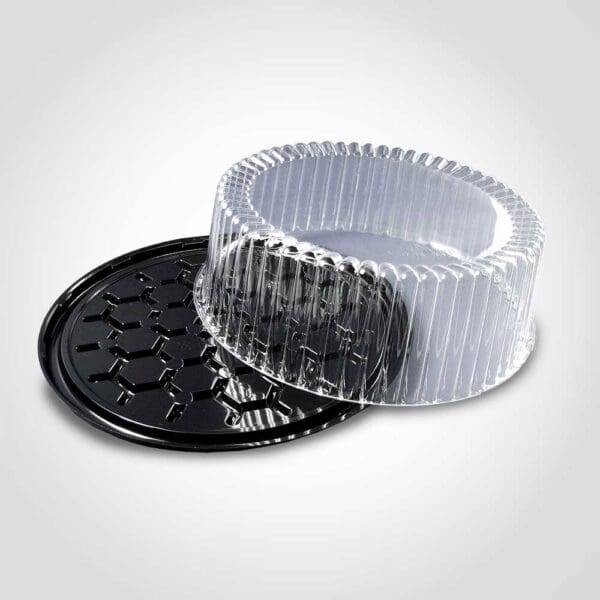 Cake Containers |7 inch Plastic Cake Container 1-2 Layer Black Base