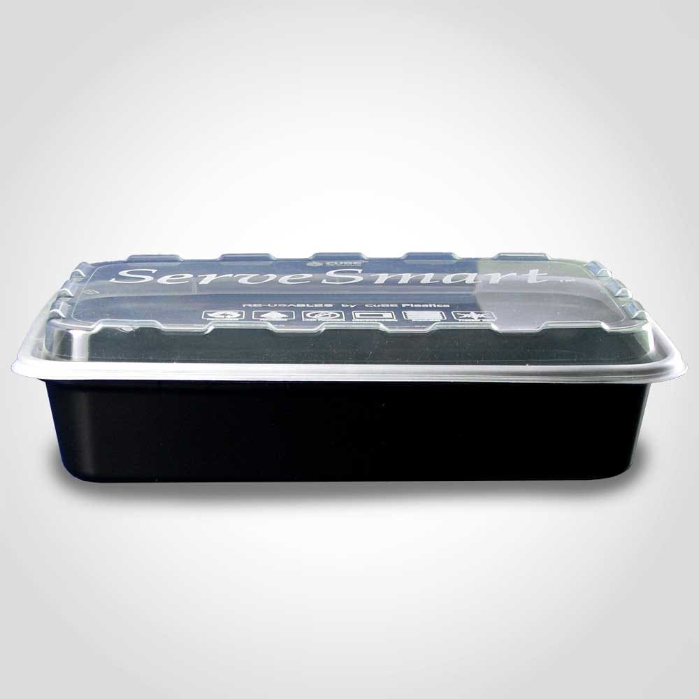 28 oz Microwavable Rectangular Container with Lid - 150/case