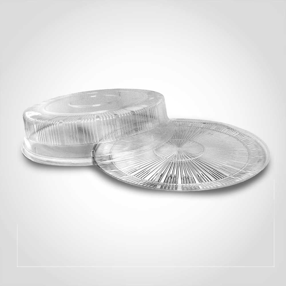 9" Crystal Looking Flat Party Tray with Lid - 60/case