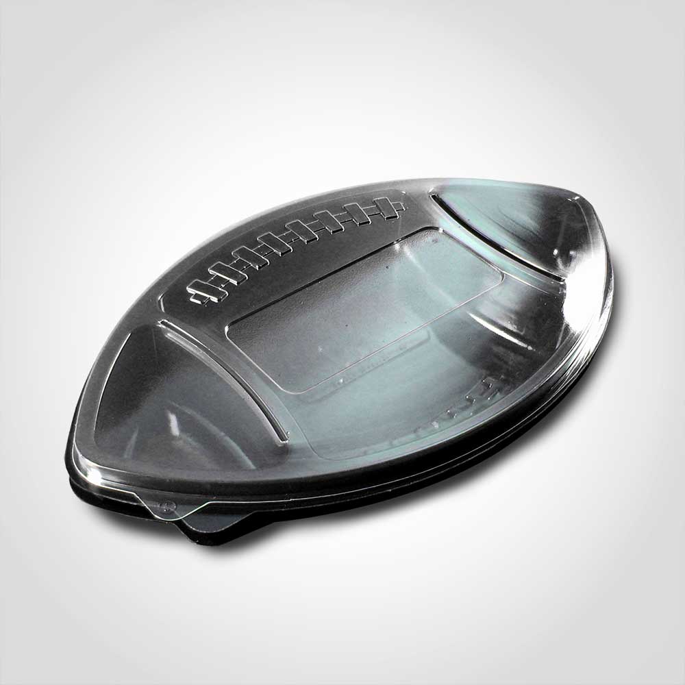 Football Black Football Snack Tray - Ultra Flat Lid