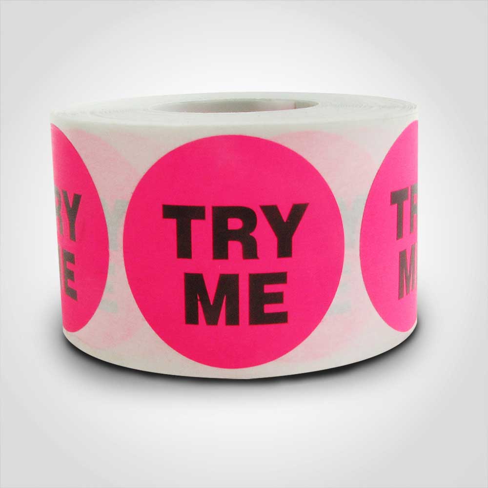 Try Me Label Dayglo Red Labels - 500 Stickers