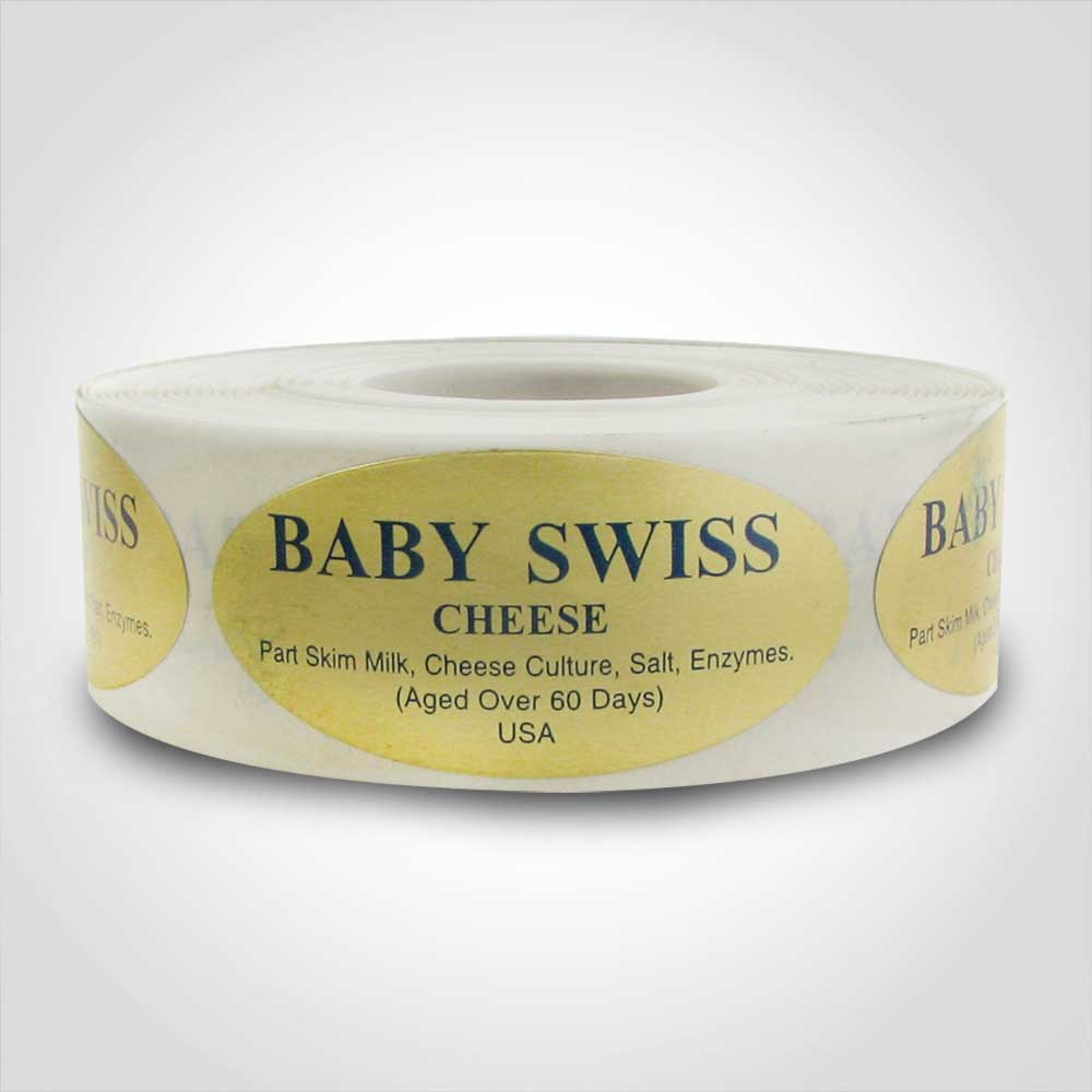 Baby Swiss Cheese Labels - 500 Stickers | Deli Labels