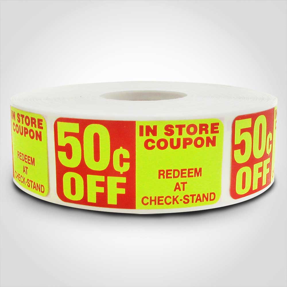 50 Cents OFF Label - 500 Stickers | Sale Sticker