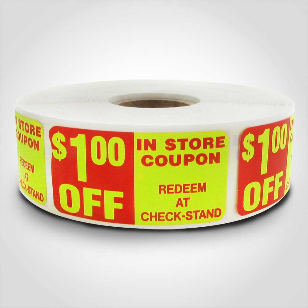 $1 OFF Sticker Coupon Label - 500 Stickers