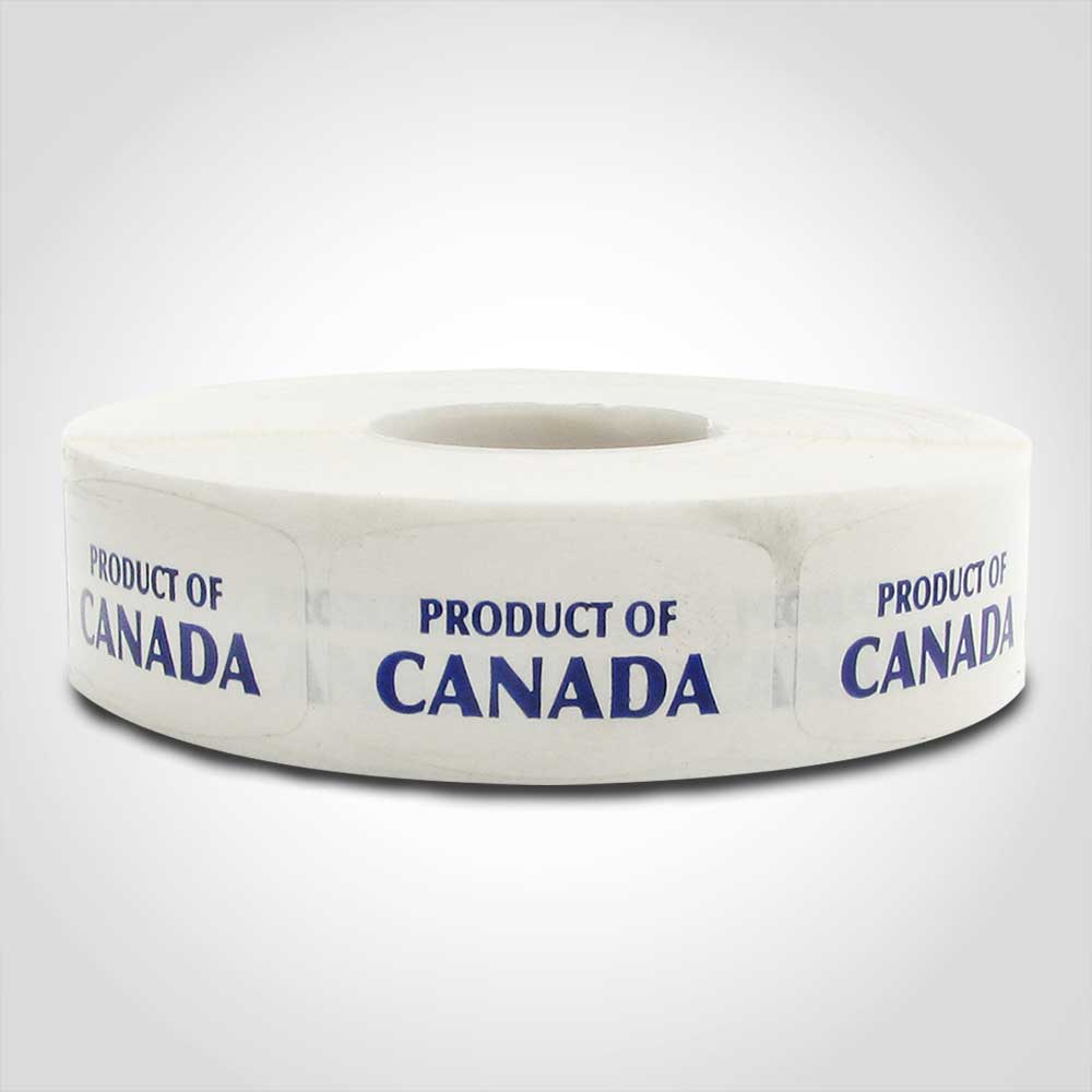 Product of the Canada Label – Blue Print, 1,000 Stickers per Roll