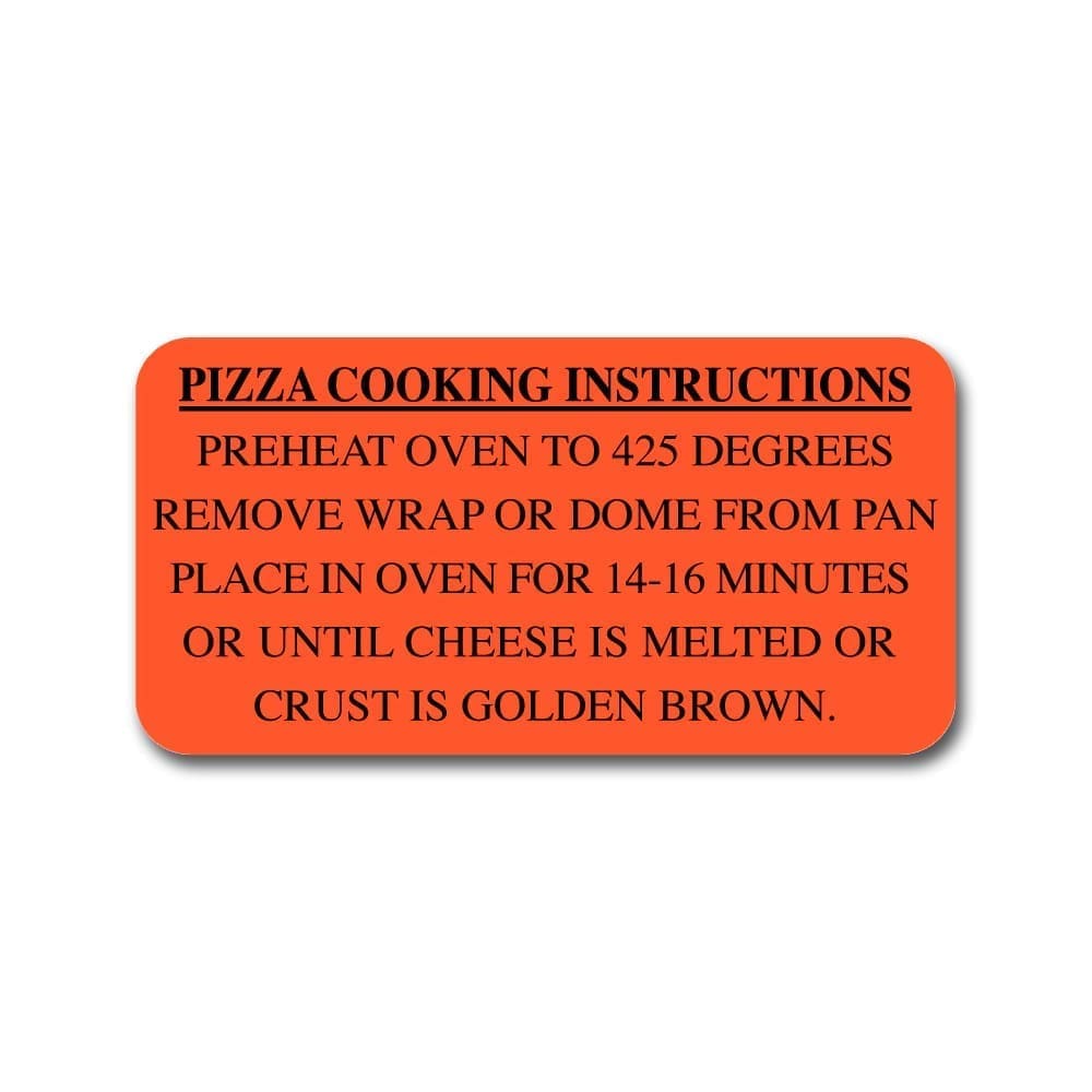 Pizza Cooking Instructions 425 degrees Label | Deli Labels