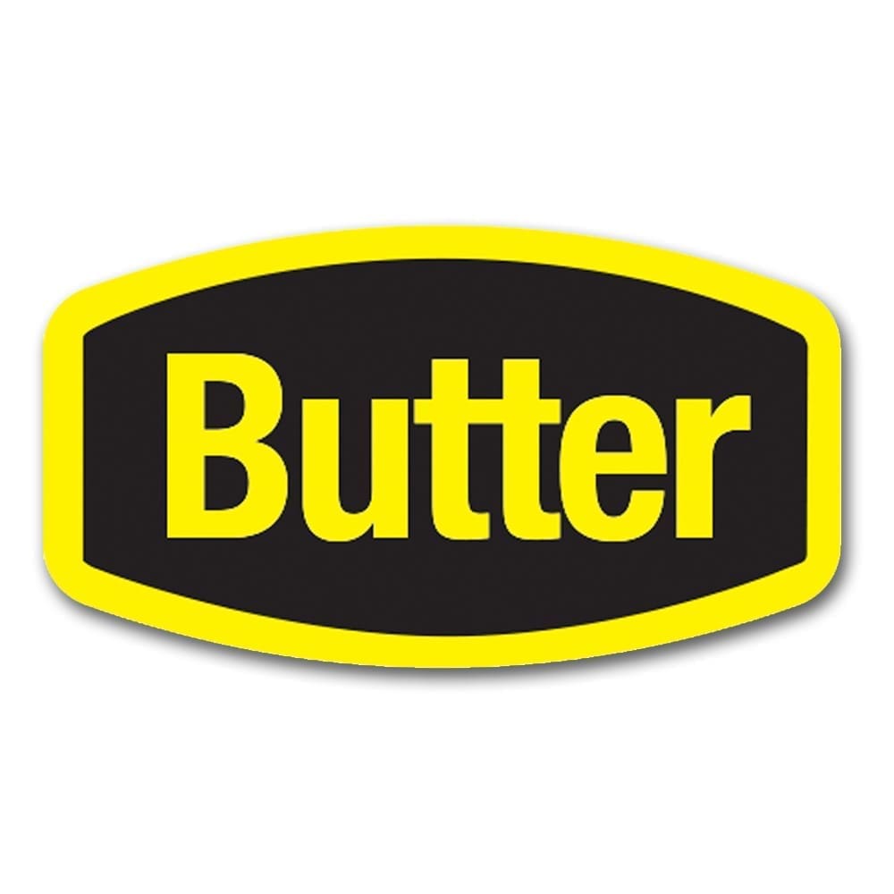 Butter Label - Brown and Yellow Print - 1000 Pack
