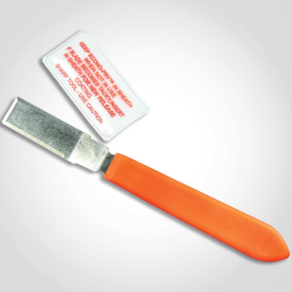 Metal Label Remover with orange plastic handle