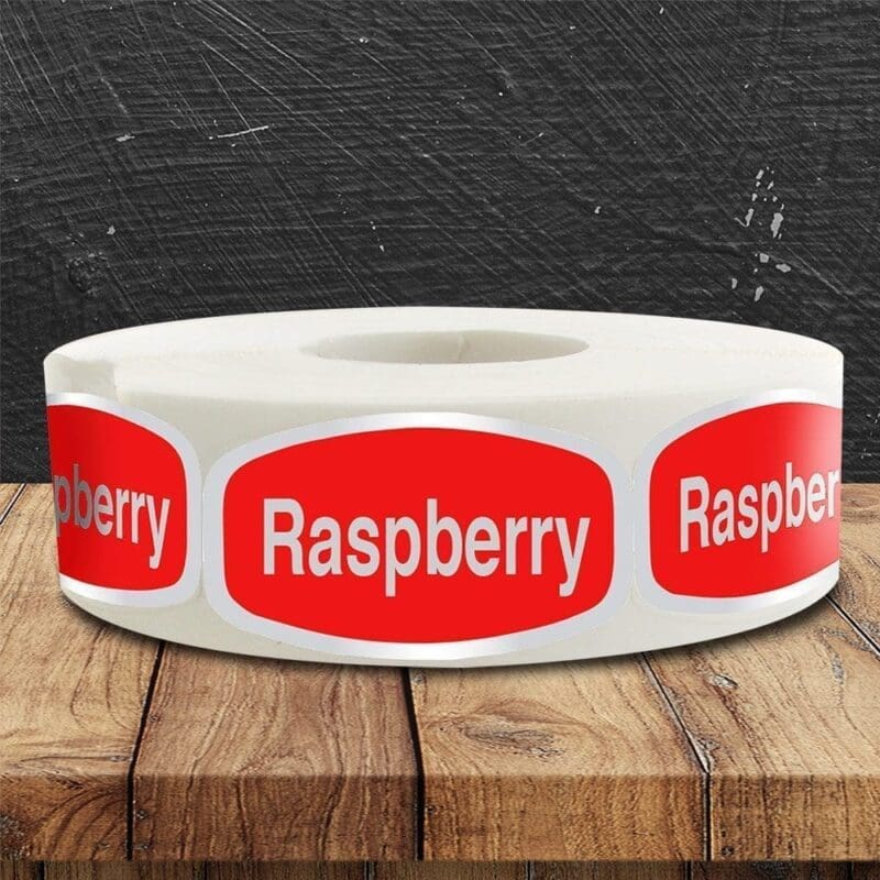 Flavor Labels | Raspberry Labels - Roll of 1000 Adhesive Stickers