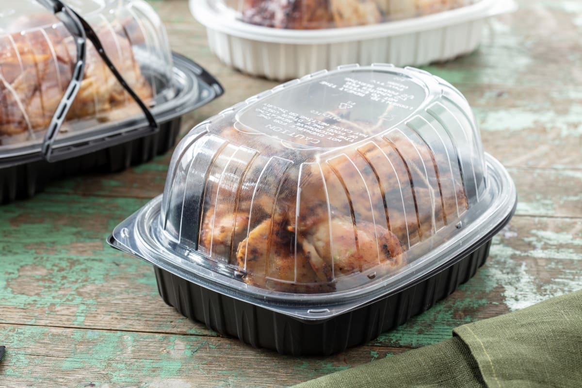Chicken Roaster with Clear Dome Lid Microwavable - 110/cases