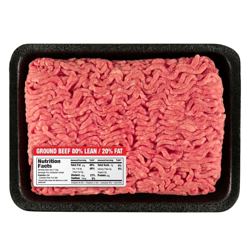 Nutritional Ground Beef 80/20 Label | Nutritional Meat Label