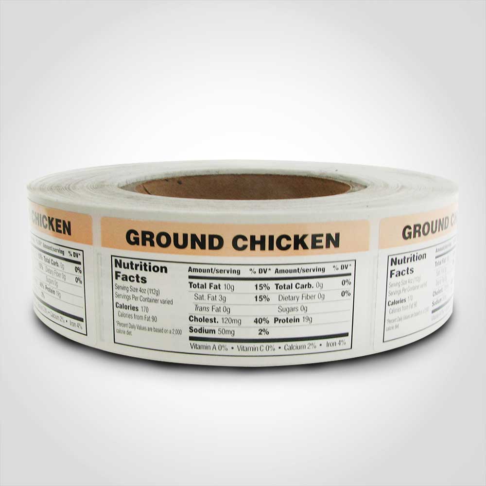 Meat Labels | Nutritional Ground Chicken Label - 1000 Stickers