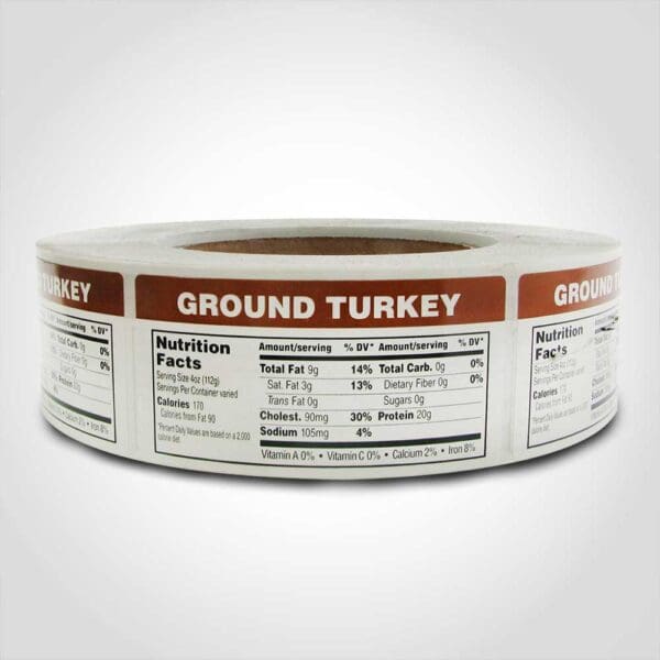 Nutritional Ground Turkey Label | 1000 Stickers