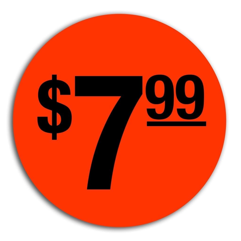 $7.99 Label Round Red Sticker with black print - 500/roll