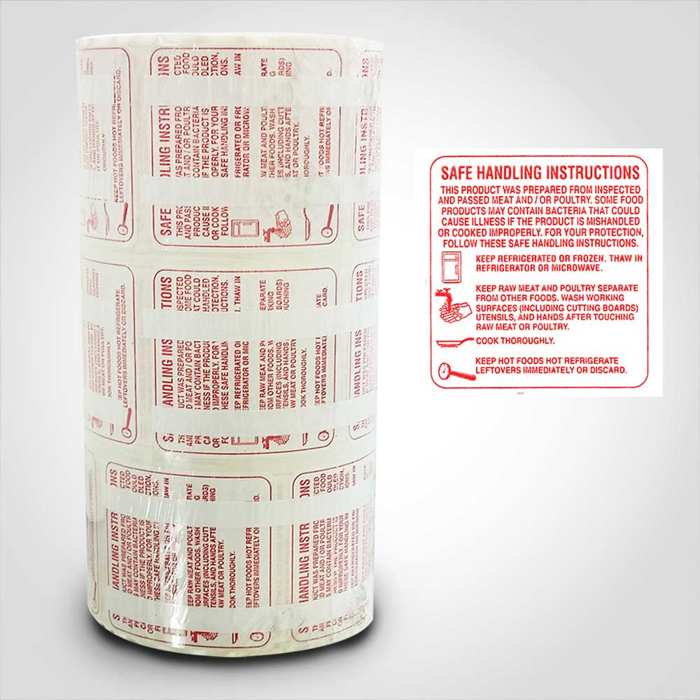 Safe Handling Red Label 1.75" x 1.75" - 375 Stickers