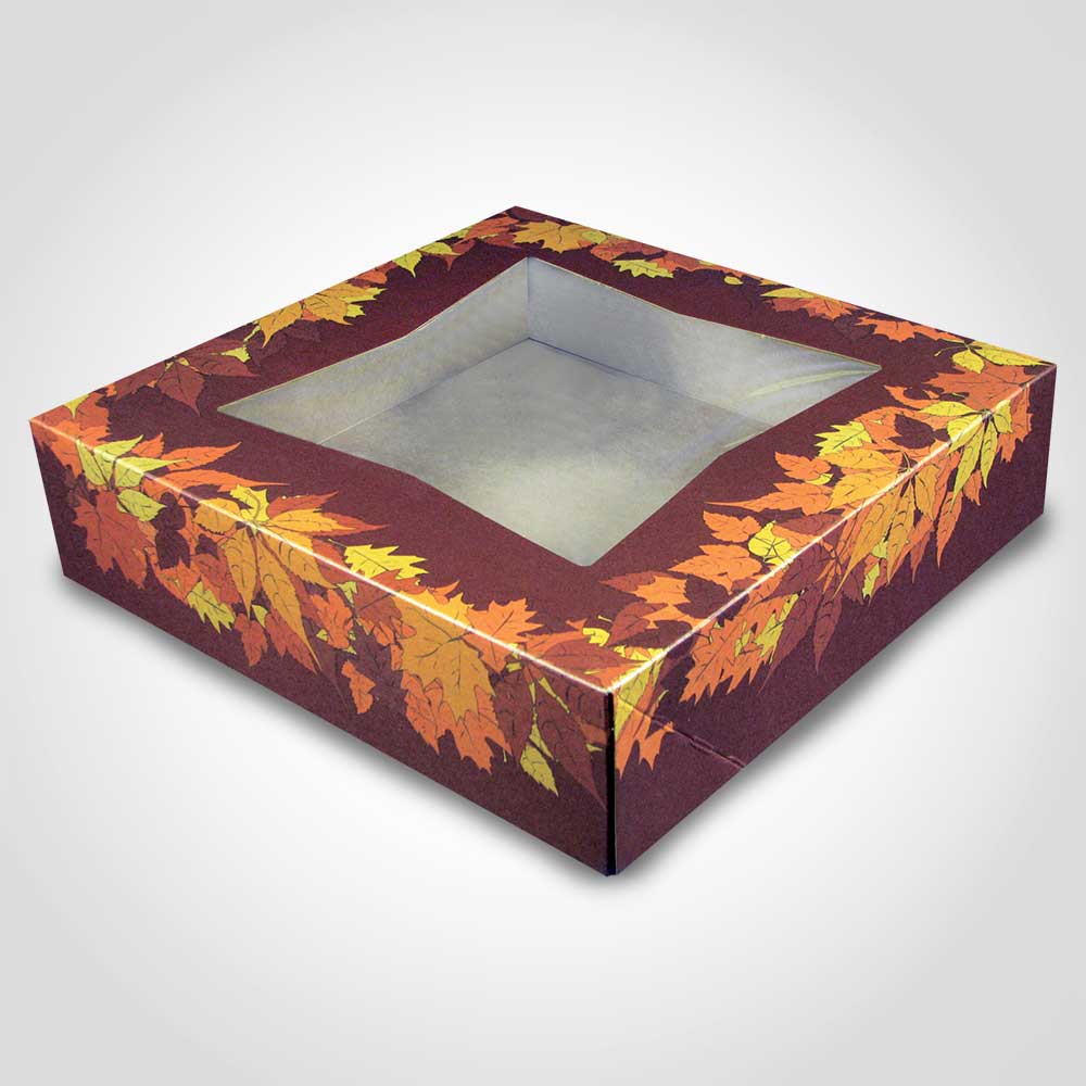 Autumn Pie Box - 10 inch Seasonal Design Leaf Pie Box 150 qty