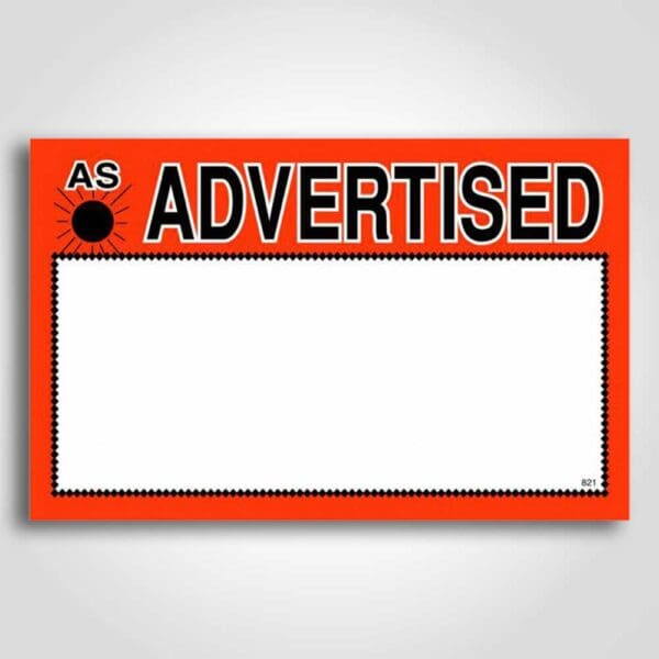 Sign Cards | As Advertised Sign Cards 7x11 | store signs