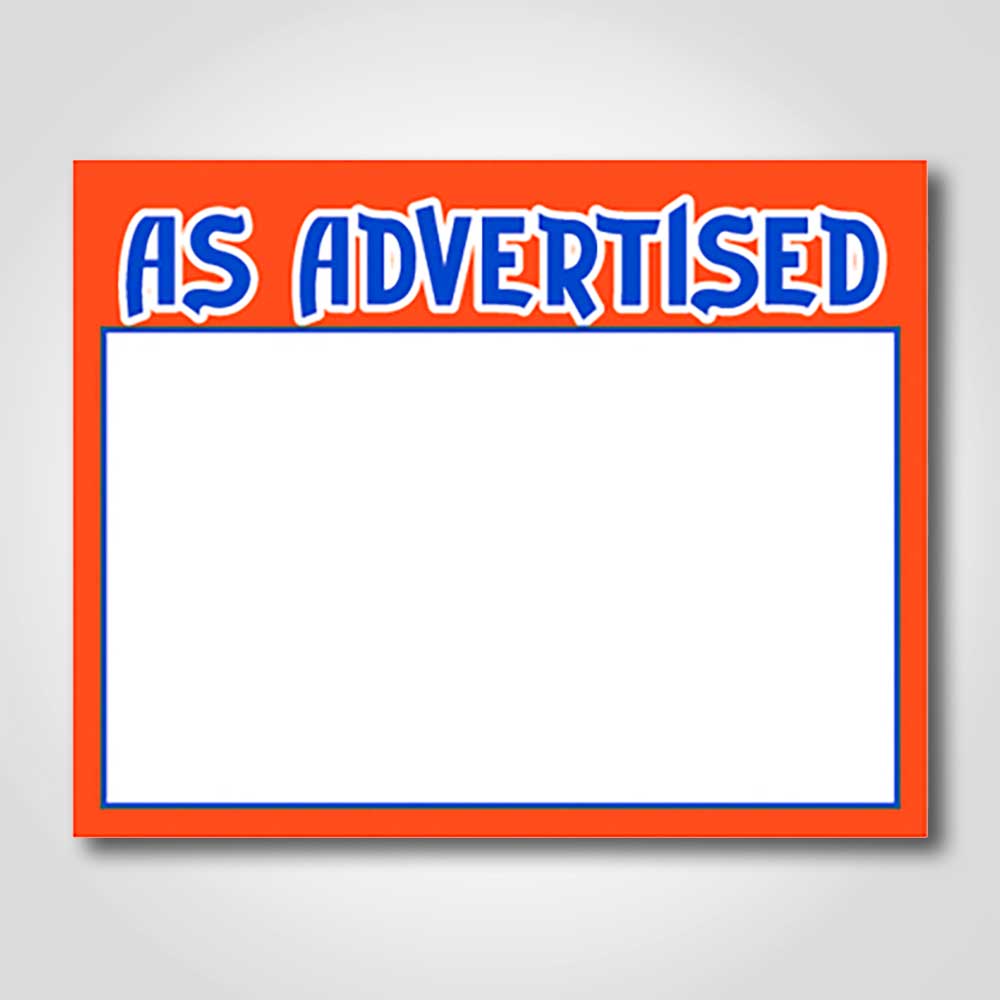 Laser Bright Sign Cards As Advertised 5.5" x 8.5" - 100/pkg