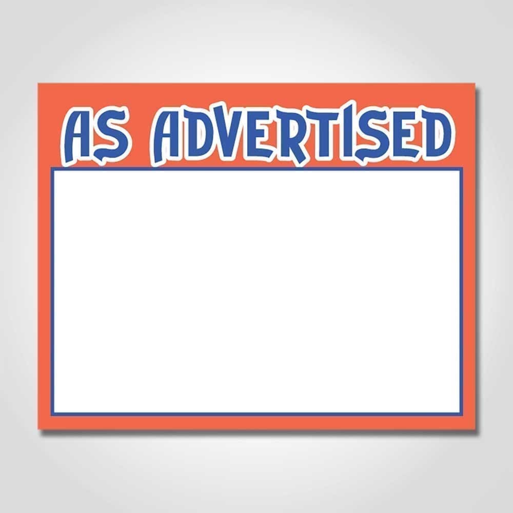 Laser Bright Sign Cards As Advertised 8.5" x 11" - 100/pkg