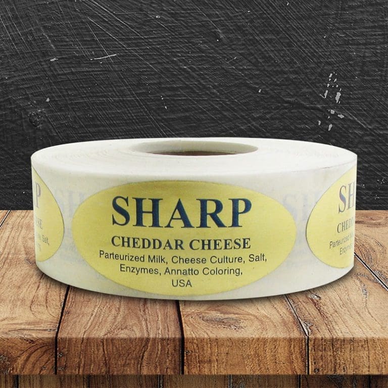 Cheese Labels | Sharp Cheddar Label - Roll of 500 Adhesive Stickers