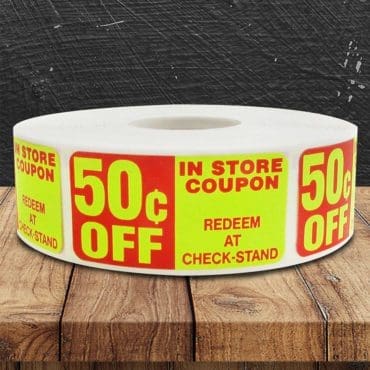 50 Cent OFF Label | 500 Stickers - Brenmarco.com