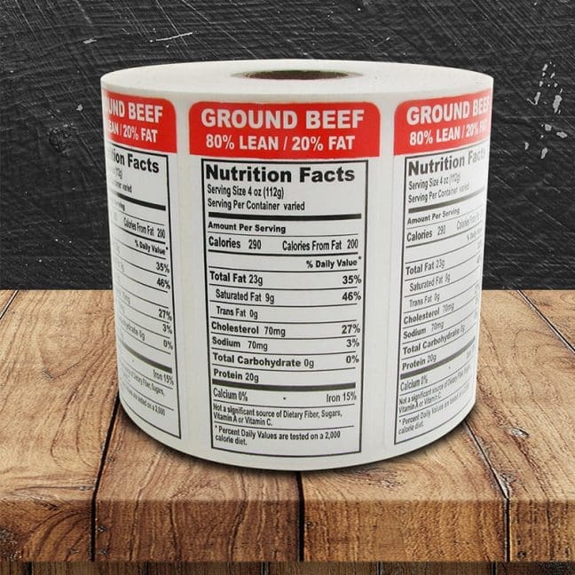 Ground Beef 80% Lean Vertical Label | 1000 Stickers