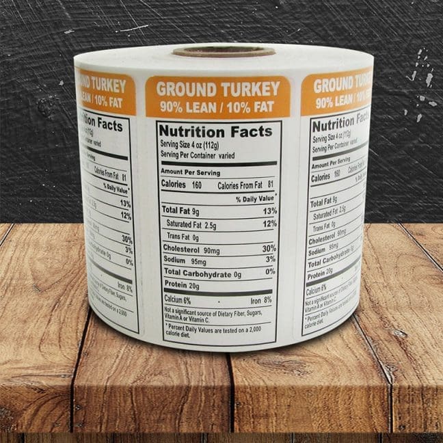 Ground Turkey 90% Lean Label| 1000 Stickers - Brenmarco.com