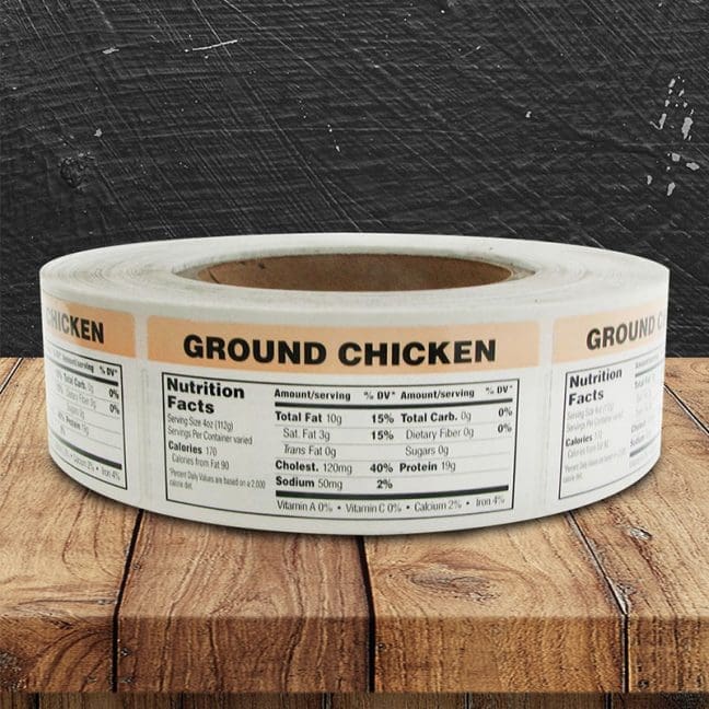 Nutritional Ground Chicken Label | 1000 Stickers - Brenmarco.com