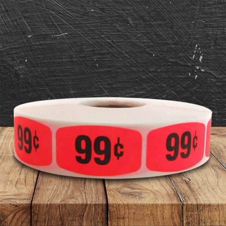 Pricing Labels | 99 cents Pricing Dayglo Red Labels ROLL OF 1000
