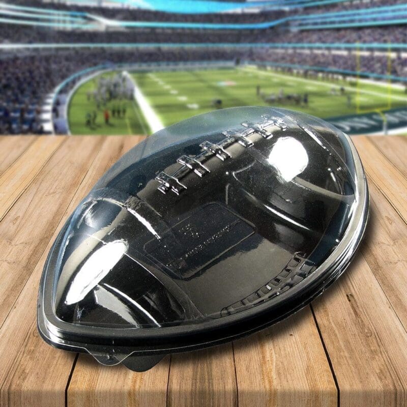 Football Party Trays | Black Football Tray - Dome Lid