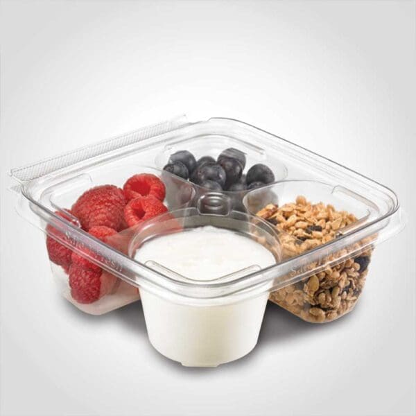 Safe-T-fresh 4 Compartment Tamper Evident To Go Meal Container