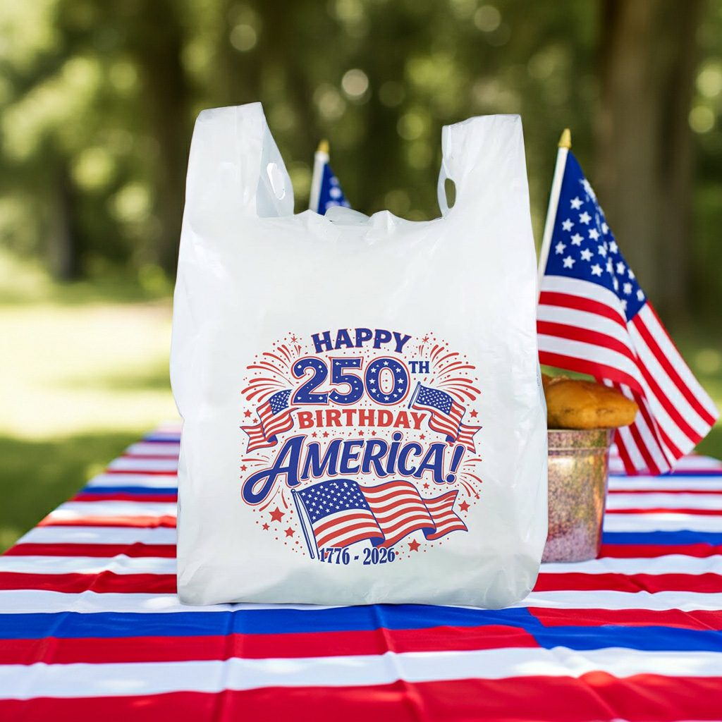 Happy 250th Birthday America Bag - 1000/case | Shopping Bags