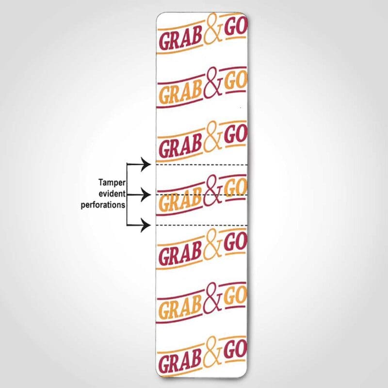 Grab N Go Tamper evident labels | 500 Stickers - Brenmarco.com