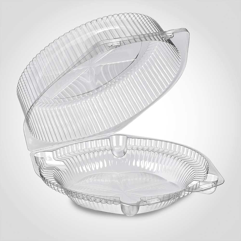 9" Plastic Pie Container with hinged lid - 200/case