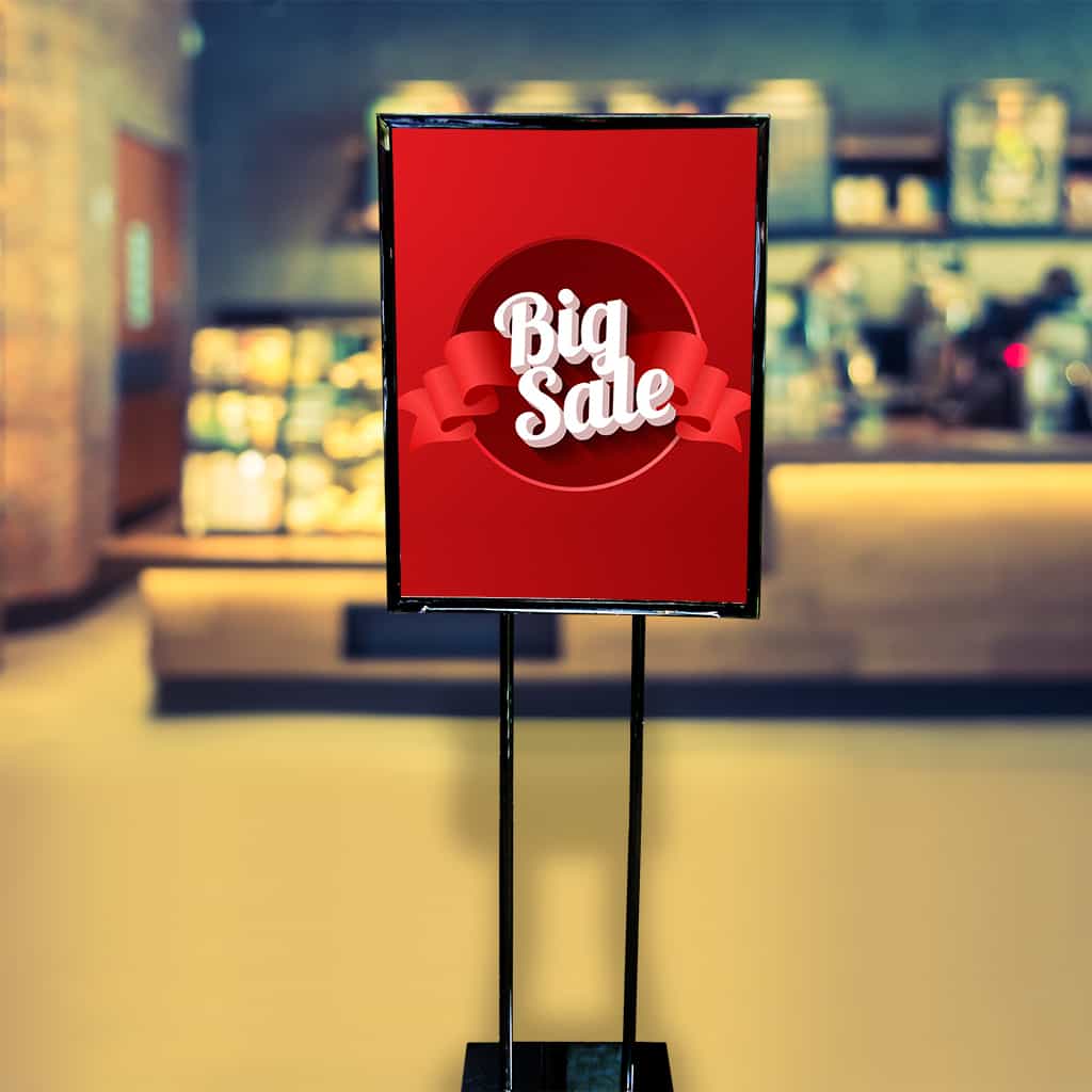 Retail Sign Frames | Free Standing Black Floor Stand 22 x 28 in.