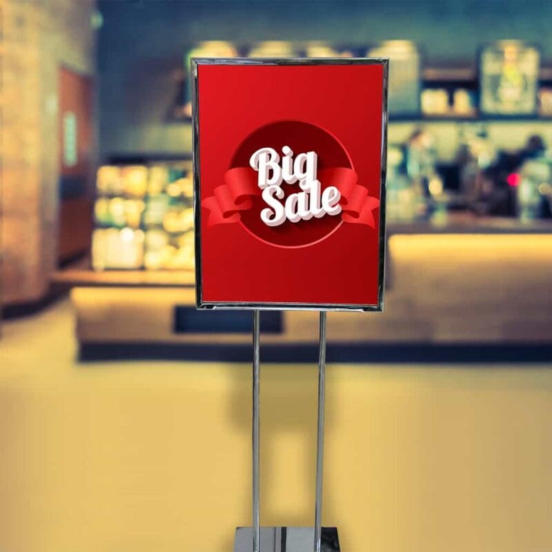 Free Standing Chrome Sign Floor Stand 22 x 28 in