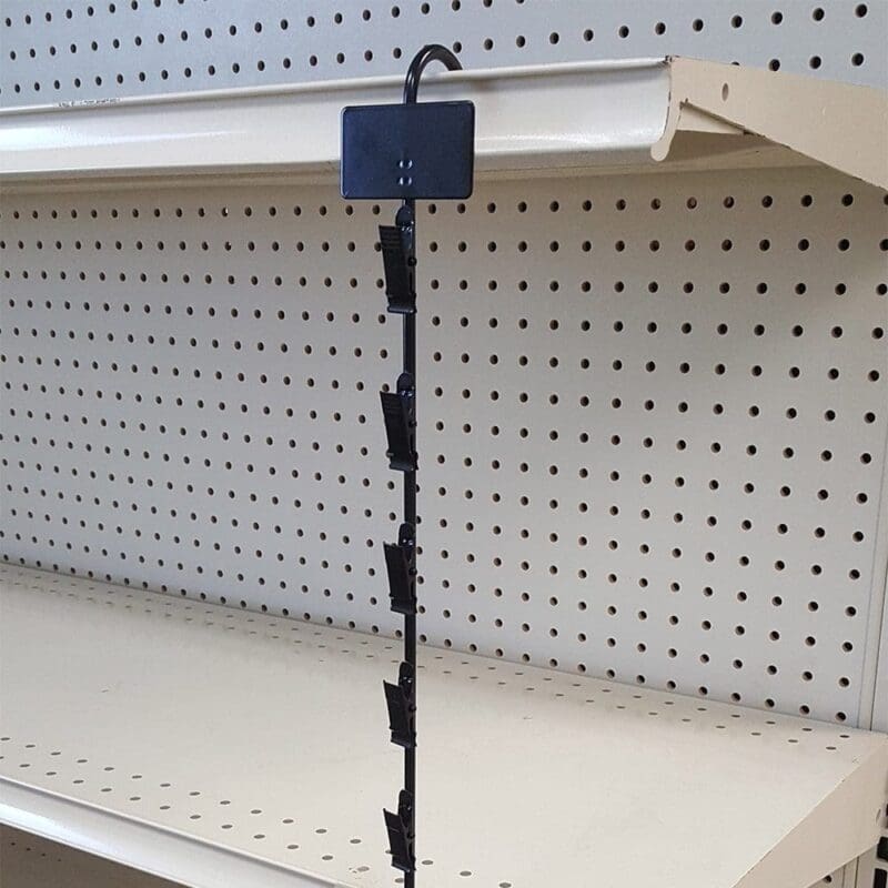 6 Station Merchandiser Strip Black Steel with Hook - 50 Pack