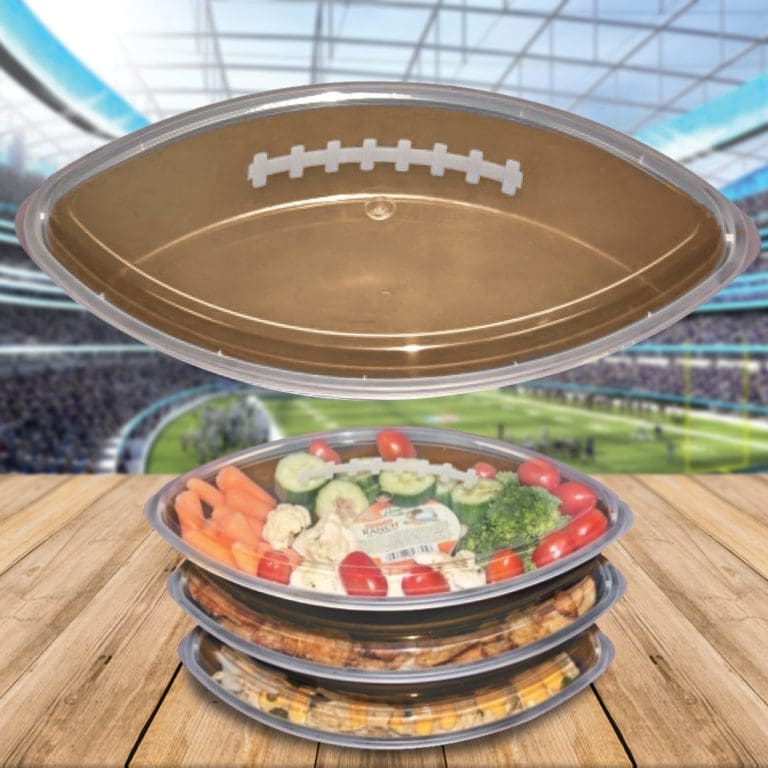 Football Party Trays | Black Football Tray - Dome Lid