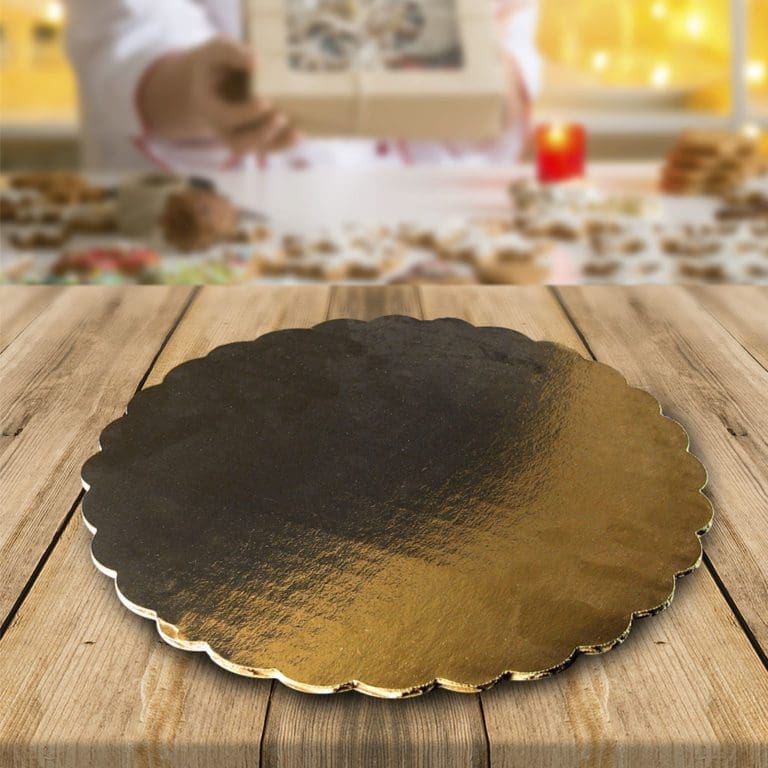 Cake Pads | 10 inch Gold Scalloped Cake Pad for Cakes