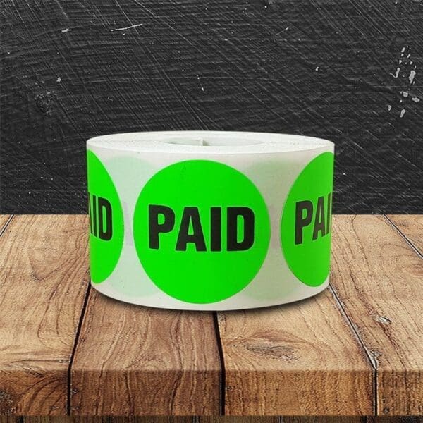 Paid Label Dayglo Red Labels | 500 stickers - Brenmarco.com