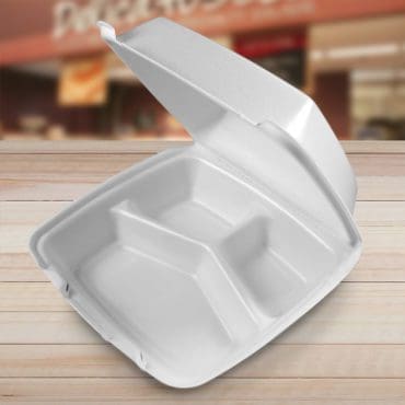 Styrofoam Take Out Meal Containers with 3 Compartments | 200pk