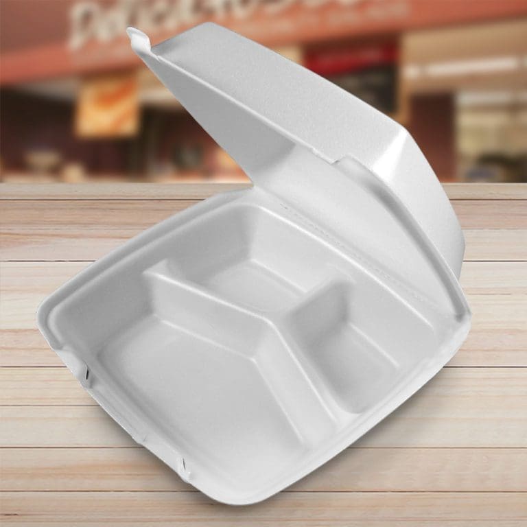 Styrofoam Clamshell Takeout Container for Single Meal | Brenmar