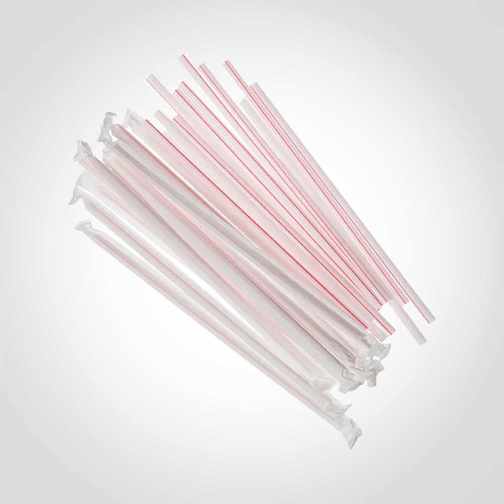 Red & White Jumbo Wrapped Straws - 2000/case