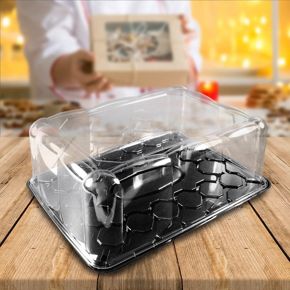 Quarter Sheet Cake Container with Fluted Lid | 50PK