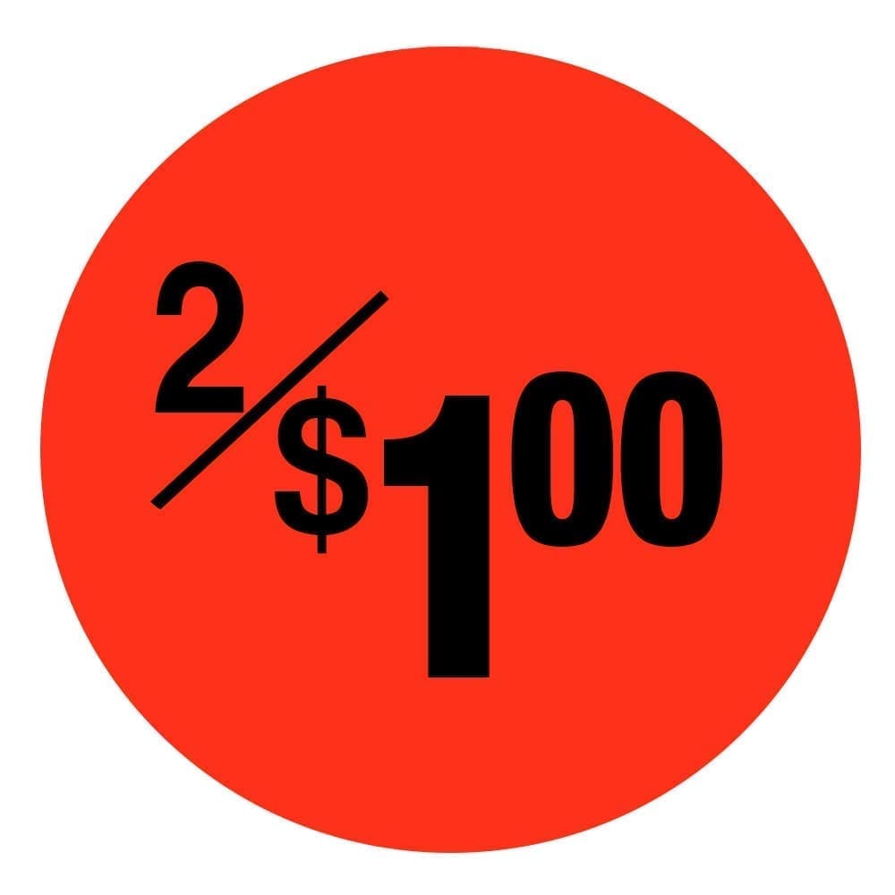 2 for $1 Label - 500 Stickers | Merchandising Labels