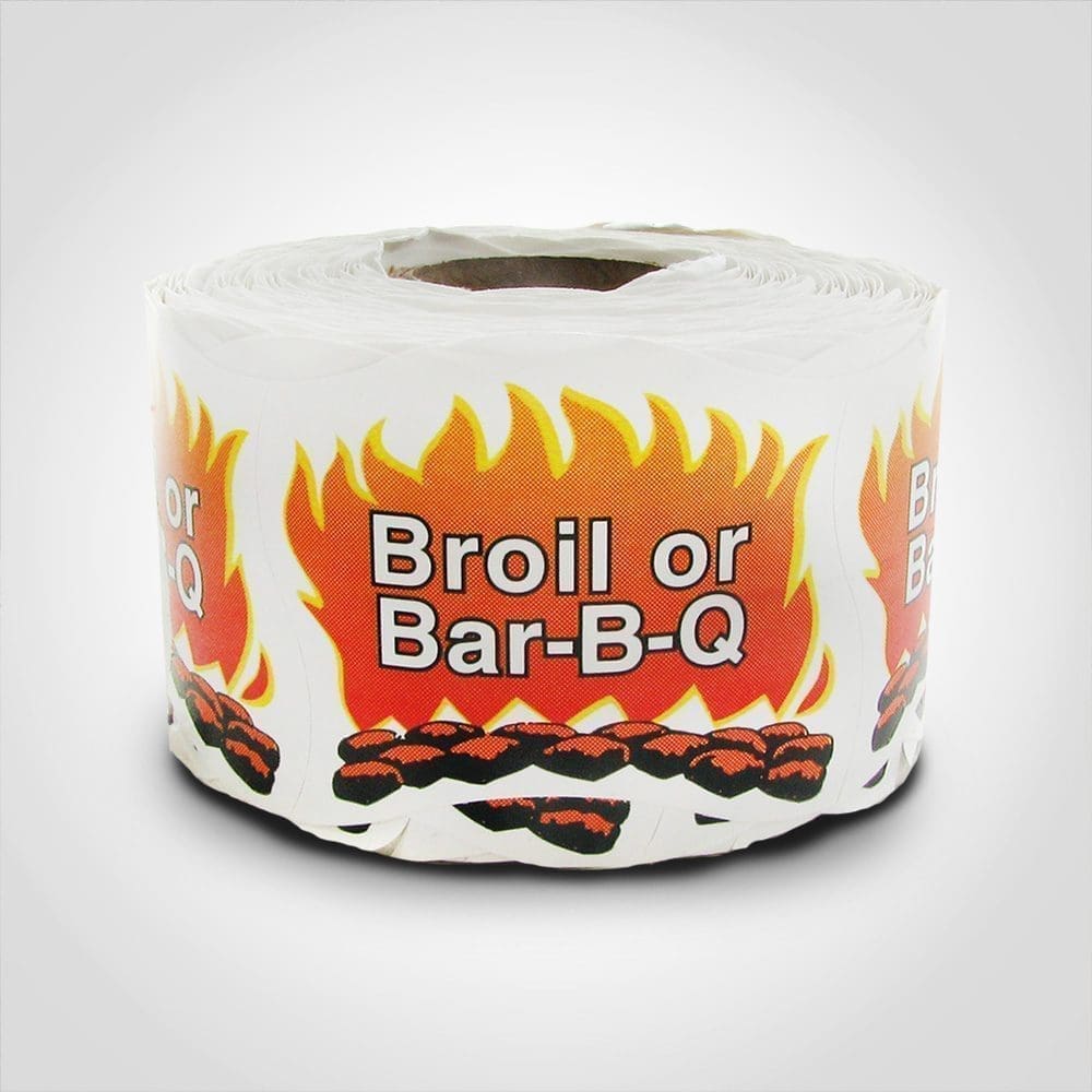 Broil or Bar-B-Q Label - 500 Stickers | Merchandising Labels