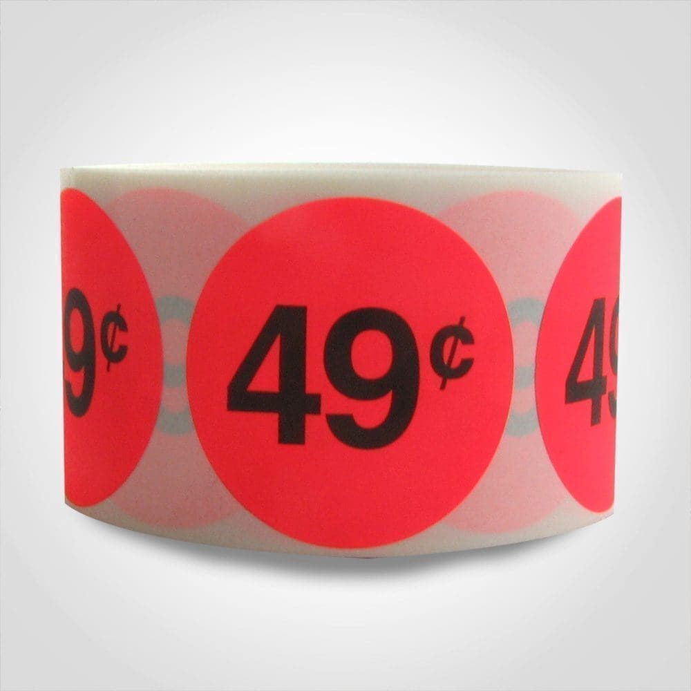 49 Cents Label Round Red Sticker with black print - 500/roll